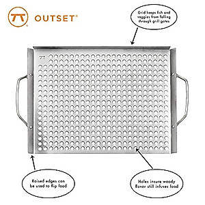Outset 76632 Stainless Steel Grill Topper Grid, 11"x17"