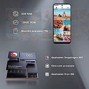 TCL 20S Unlocked Cell Phone with 6.67” Dotch FHD+ Display, Android 11 Smartphone 64MP Quad Rear Camera System, 4GB+128GB, 5000mAh Big Battery with Fast Charging, Milky Way Black