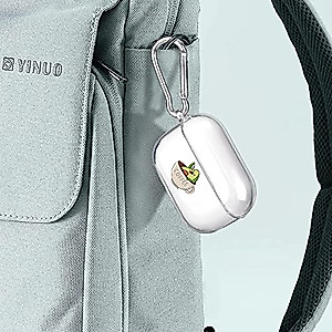 Idocolors Cartoon AirPods Case Compatible with AirPods Pro/3 for Girls Boys,Cute Creative Cases,Clear Smooth TPU Silicone Shockproof Dustproof Cover, Avocado Pattern Case with Keychain