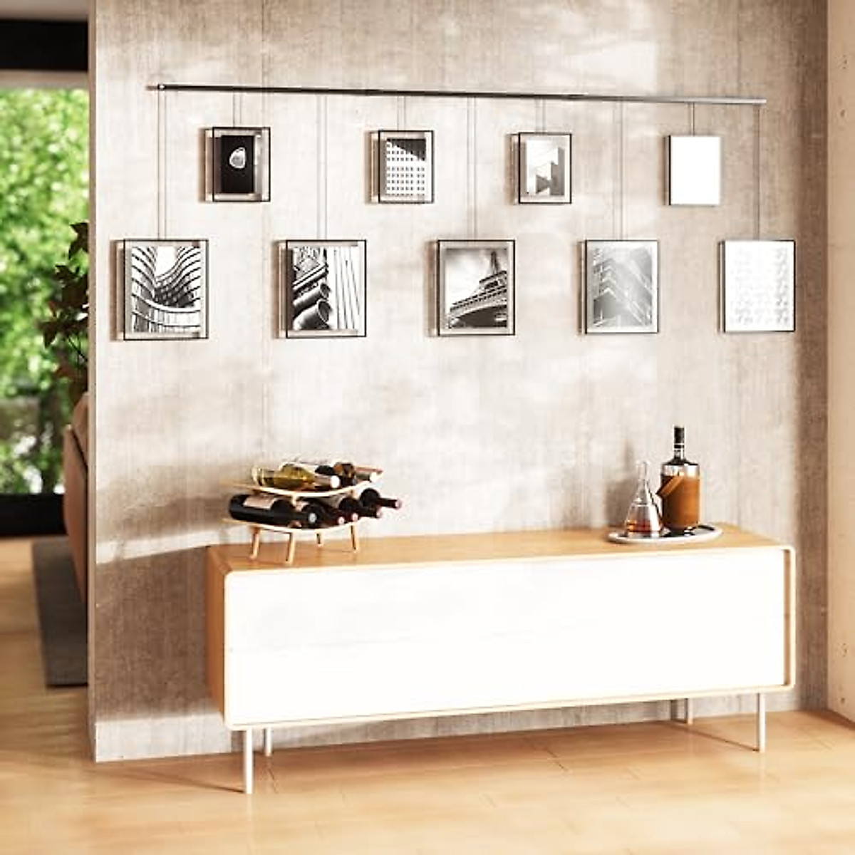 Umbra Exhibit Picture Frame Gallery Set, Adjustable Wall Collage Displays Nine Photos (Four 5x7" and Five 8x10"), Set of 9, Black