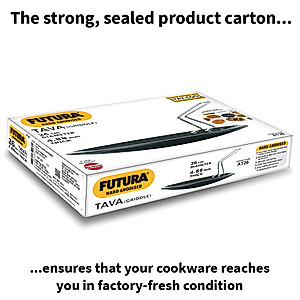 Futura 10inch Hard Anodised Concave Tava Griddle, 10-Inch, 4.88 with Steel Handle, 26 cm, Black