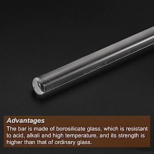 MECCANIXITY 3.3 Borosilicate Glass Stick 11.81" Length 12mm Dia Stir Rod Mixing Tools with Both Ends Round for Lab Kitchen Science 3Pcs