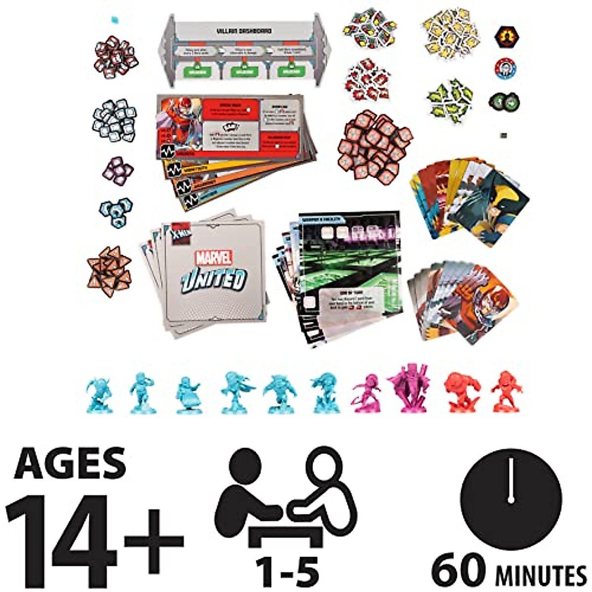 X-Men, Marvel United Board Game with Cards and Collectible Hero Villain Figurines Party Fun Movie Challenge, for Kids & Adults Aged 14 and up