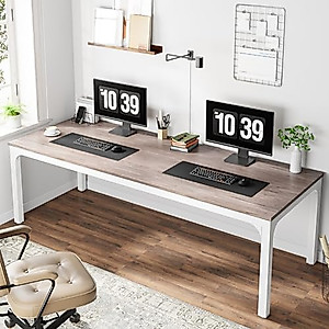 LITTLE TREE 78.7 Inches Extra Long Two Person Office Desk,Double Workstation for Home Office
