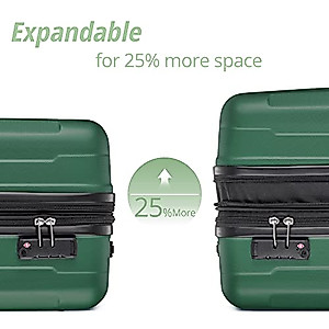 Merax Luggage Sets 2 piece Carry on Luggage Suitcase Sets of 2, Hard Case Luggage Expandable with Spinner Wheels (Green 2-Piece (20/28))