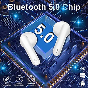 Wireless Earbud Bluetooth 5.0 Headphones Built in Mic Noise Cancelling 3D Stereo Headsets in Ear Ear Buds IPX5 Waterproof Air Buds with Charging Case for iPhone/Android & Power Display
