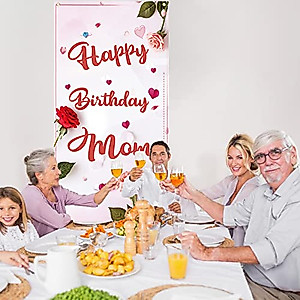 Labakita Happy Birthday Mom Door Banner, Mom/Women Birthday Decorations, Women Birthday Door Banner, Happy Birthday Backdrops for Women