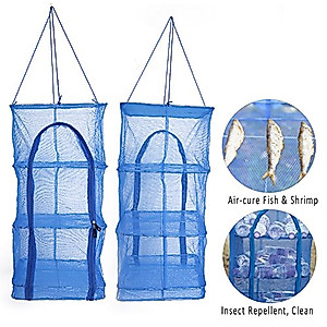 4 Layers Fish Mesh Hanging Drying Net, Foldable Food Dehydrator Drying Rack Vegetable Fish Dishes Mesh Natural Dry Food Receive Storage Carrying Bag Meat Drying Rack With Mesh meat drying rack dry fi
