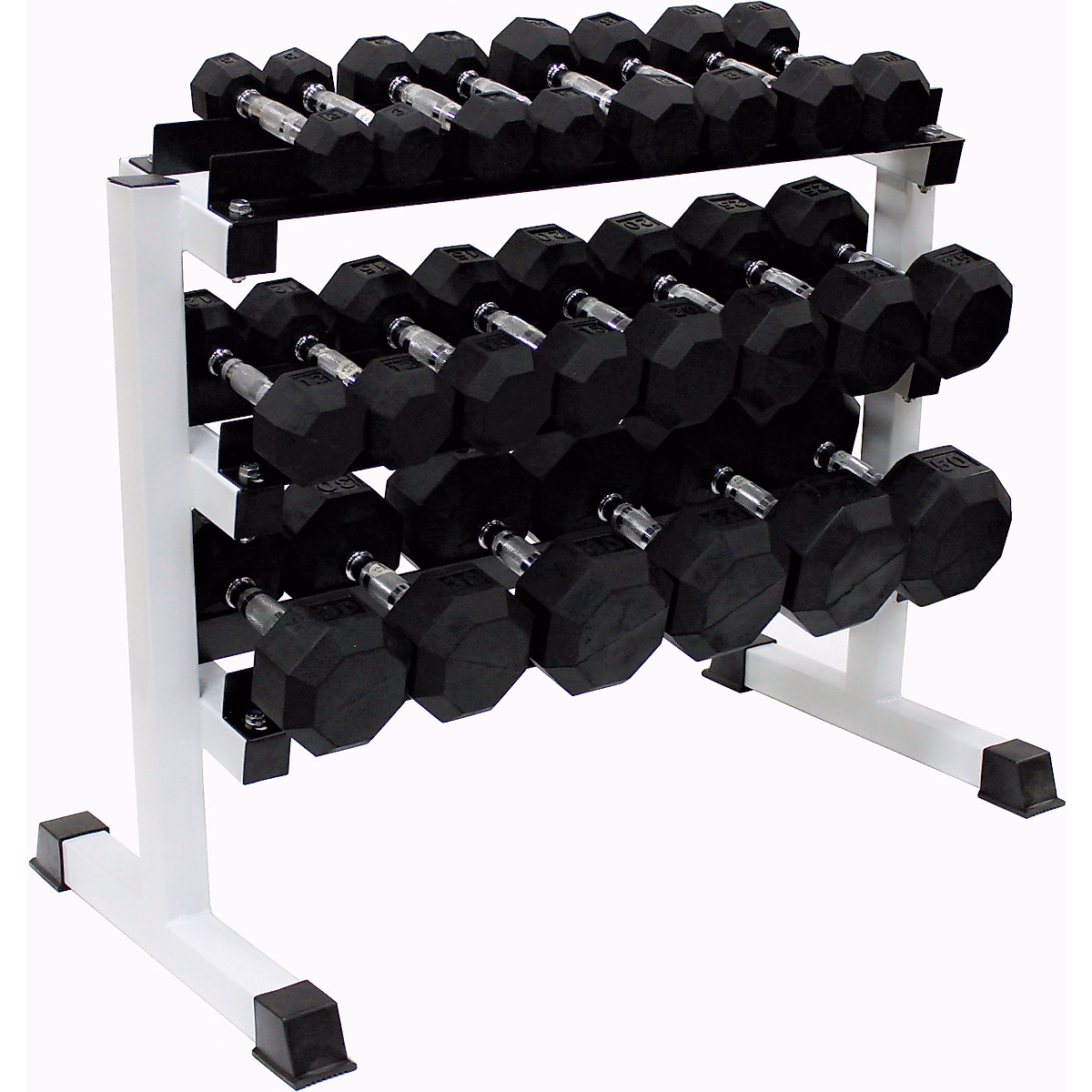 Ader 11 Pairs Octagon Rubber Dumbbells 424Lbs with 3 Tier 36" Dumbbell Rack and 4' Rubber Mat