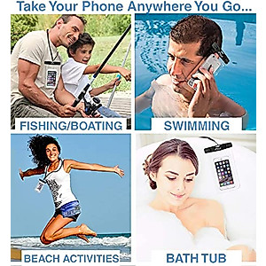 AiRunTech Waterproof Pouch | Way to Keep Your Phone and Valuables Safe and Dry | for Boating Swimming Snorkeling Kayaking Beach Pool Water Parks (2 Phone Cases(Clear) + 2 Fanny Packs(Black+Gray))