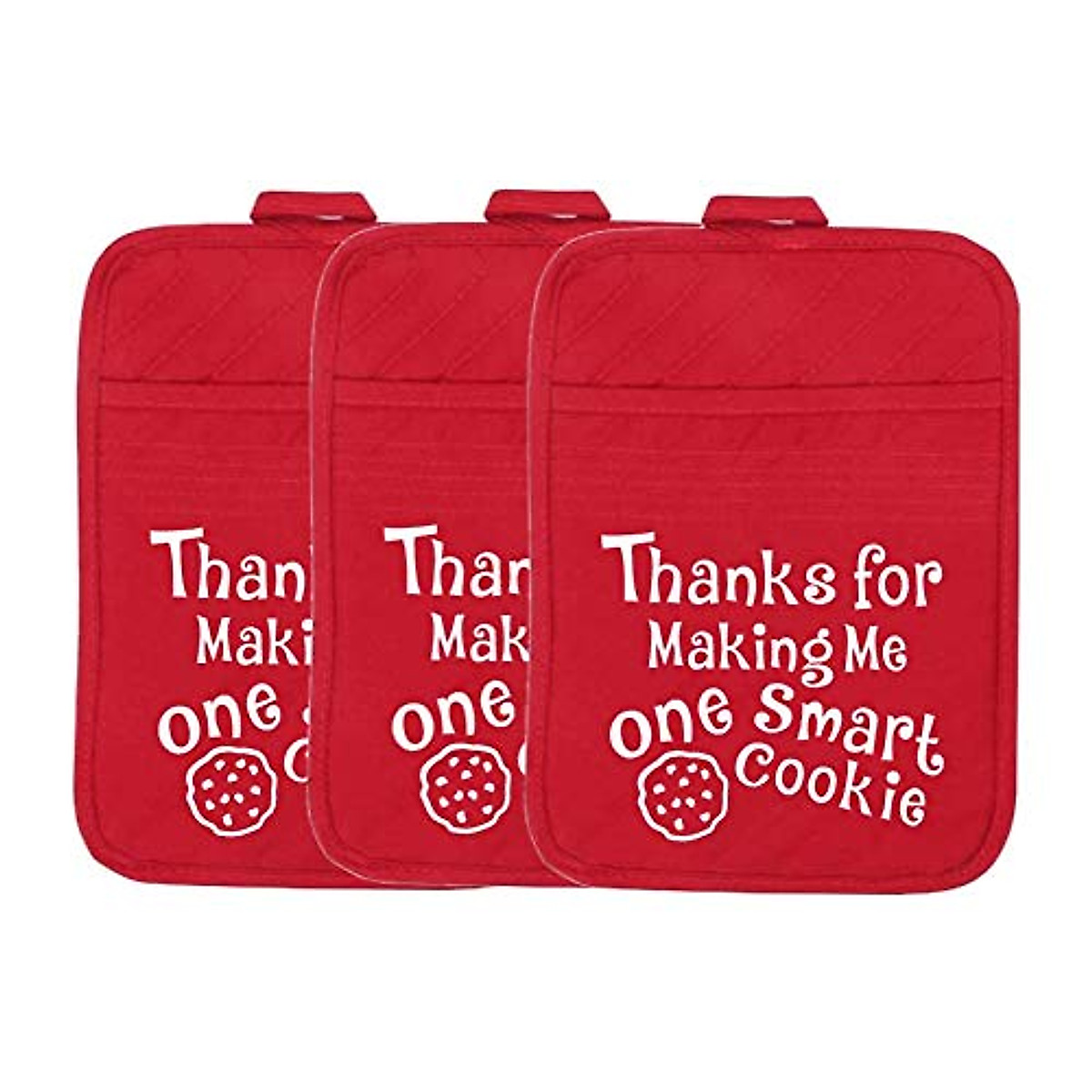 Teacher Appreciation Gift for Women - Thank You Present Potholder - One Smart Cookie Oven Mitt - Set of 2 (One Smart Cookie 3 pack)