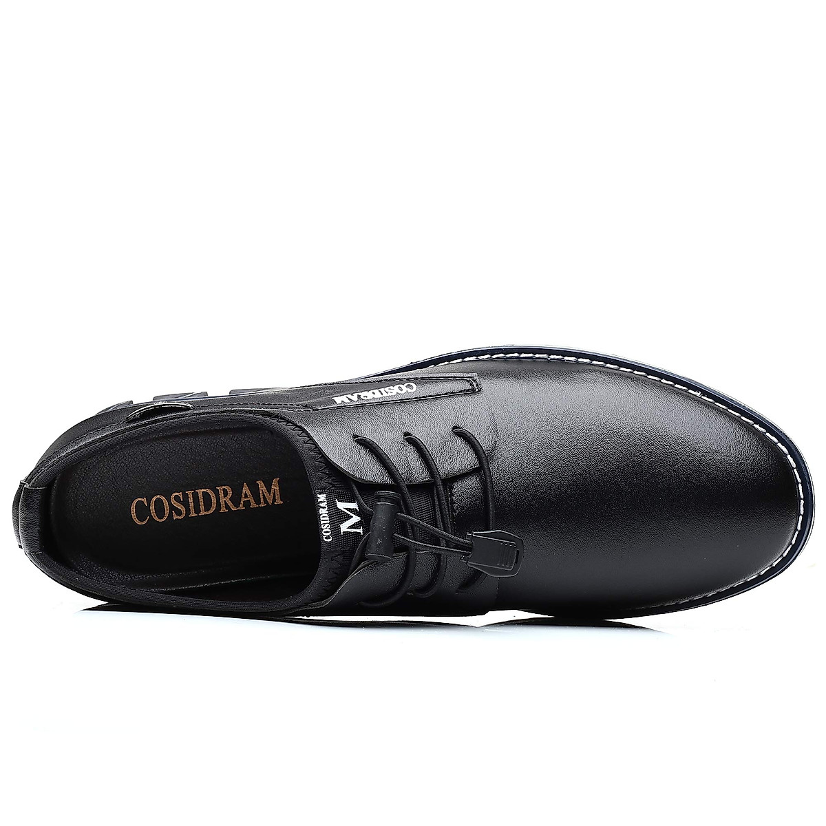 COSIDRAM Mens Casual Leather Shoes Business Slip-on Shoes Comfort Fashion Office Shoes for Male Black 10.5
