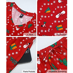 RUBZOOF Christmas Pajamas for Women Shorts Set Snowman Print Casual Soft V Neck 2 Piece Lounge Sets with Pockets S