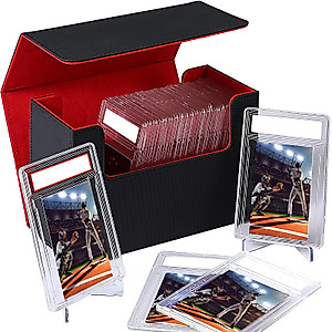 Epakh Graded Deck Card Storage for 32 4-Screw Trading Cards or 32 Graded Cards, Deck Trading Cards Box Holding Compatible with TCG MTG Storage Boxes for Baseball Play Cards(Black)