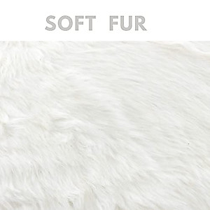 White Home Office Chair Cute Fluffy Vanity Chair with Back Task Upholstered Fur Armless Swivel Desk Chair for Study Room, Height Adjustable