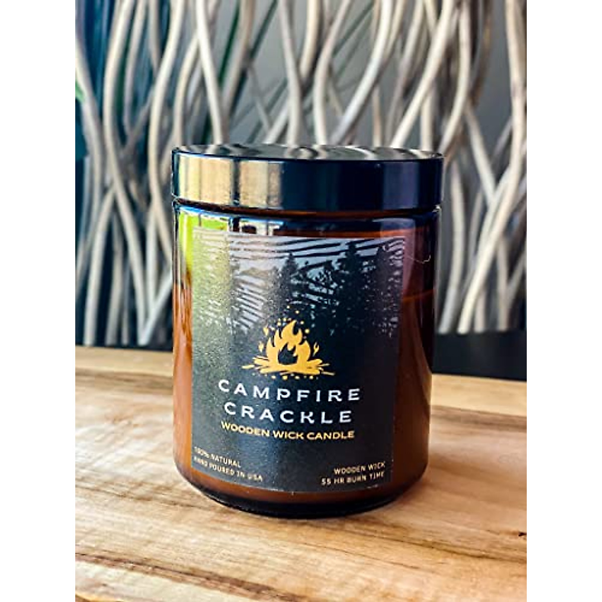 Campfire Candle Scented| 8oz Firewood Scented Candles for Men Wood Wick, Long Lasting, Masculine Scents, Natural Soy Jar Candle for Home, The Perfect Mens Gift.