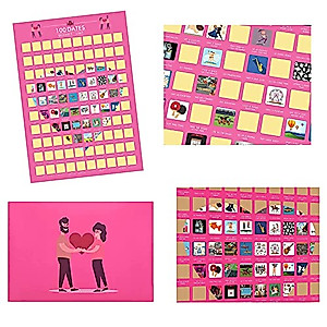 WOKEIO 100 Dates Challenge Couples Scratch off Book, Scratch off Poster, Things to Do Bucket List Scratch Poster - Date Night Ideas Scratch Off Book for Couples, Mother's Day Gift For Your Lover