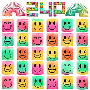 AZEN 24 Pcs Mini Spring Party Favors for Kids 3-5 4-8, Goodie Bags Stuffers for Birthday Party, Classroom Prizes Kids Prizes, Small Bulk Toys Gifts (4 Smile)