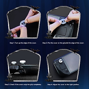 JINGDU Thumb Grip Caps for Steam Deck, Silicone Thumbstick Caps Cover Compatible with Steam Deck, Joystick Cap Accessories for Steam Deck, Skull