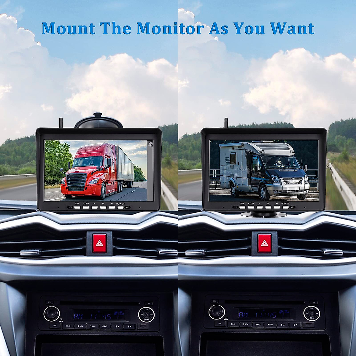 WOOCARTY 10.1'' Wireless RV Backup Camera System, 1080P DVR Recording Monitor, Night Vision IP68 Waterproof Rear View for Truck/Trailer/Camper, 32GB SD Card, Compatible with Furrion Mount, W101 BLACK