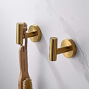 AMAZING FORCE Gold Bathroom Towel Hook Shower Towel Hook Wall Mounted Hand Towek Hook 2 Pack.