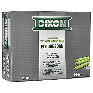 Dixon Industrial Fluorescan Tapered Chalk, Yellow/Green, 144 Count