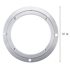HOMOKUS Lazy Susan Hardware Aluminum Heavy Duty Rotating Turntable Bearing Table Base Round Swivel Plate Hardware for Glass Granite or Dining Table (12 INCH)