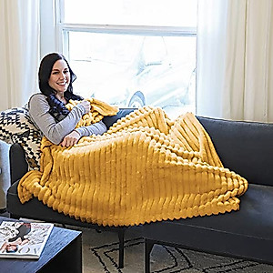 Catalonia Yellow Fleece Throw Blanket for Couch, Super Soft Fuzzy Plush Blanket for Adults and Kids, All Seasons Lounging Velvet Blanket, Living Room Decor Blanket