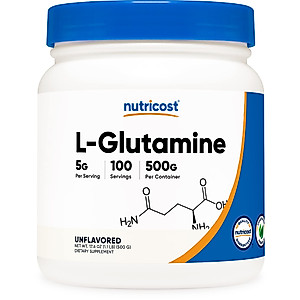 Nutricost L-Glutamine Powder (500 Grams) Unflavored - Gluten Free & Non-GMO, 100 Servings