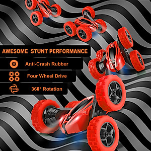 ORRENTE Remote Control Car, RC Cars Toys 2.4GHz 4WD Fast RC Car Kids Toys, Double Sided 360° Rotating Monster Truck Toys for Girls RC Truck Toy Cars for Boys