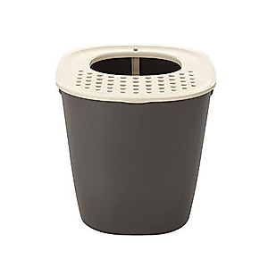 Richell PAW TRAX Top Entry Cat Litter Box in Brown, Hooded Cat Litter Pan with Scoop