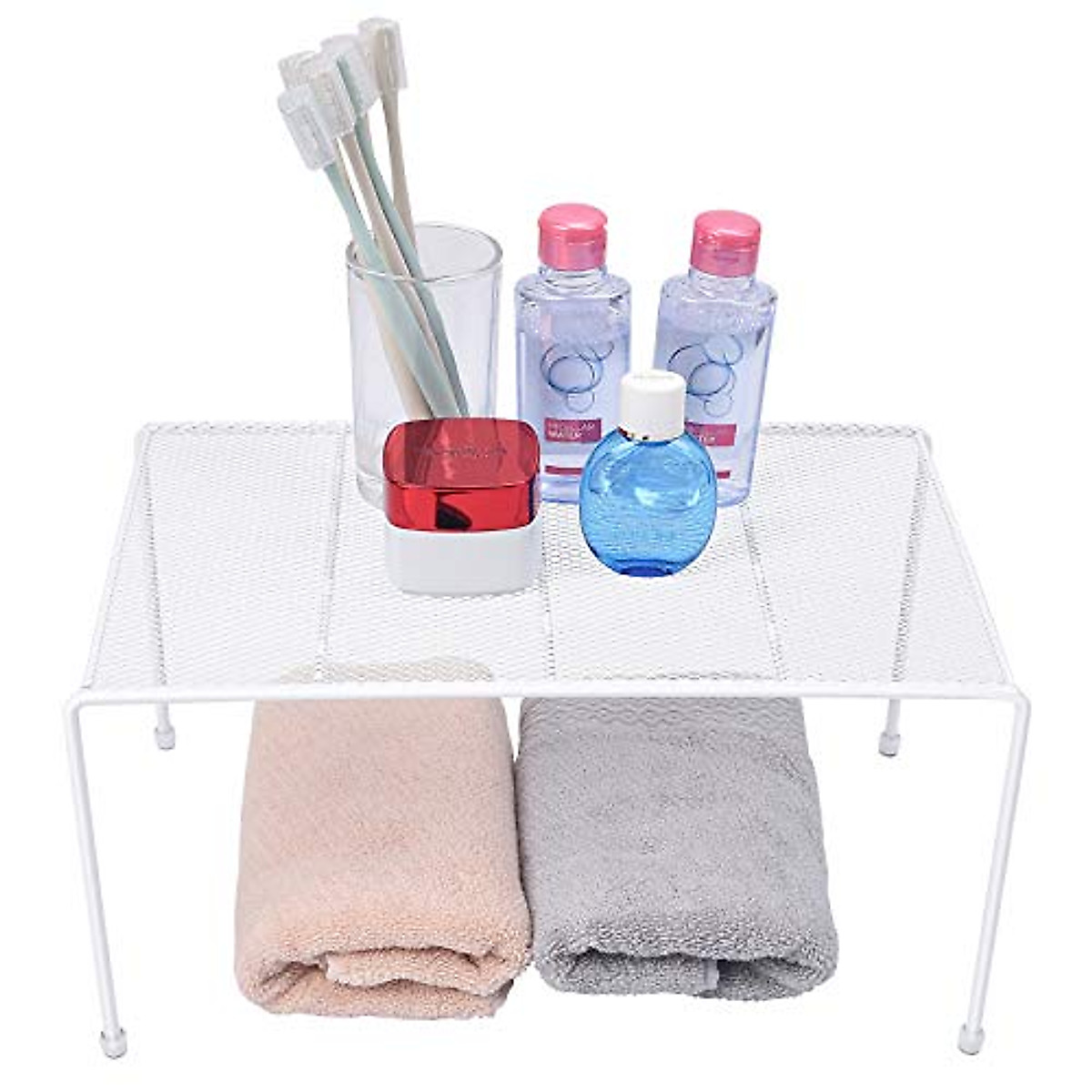 yaenoei Expandable Stackable Kitchen Cabinet and Counter Shelf Organizer,Kitchen Shelves, Cabinet Organization,White