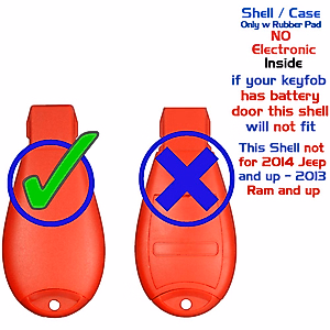 1 New Red 5 Buttons Keyless Entry Remote Start Car Key Fob Fobik Shell / CASE M3N5WY783X IYZC01C for Challenger Charger Durango Chrysler 300 and Grand Cherokee - (No Electronics or Chip Inside)