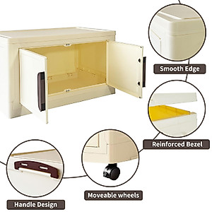 3 Pack Closet Organizers and Storage 36Qt (9.21 Gal) White Folding Stackable Storage Bins with Doors and Lids Plastic Collapsible Containers Organizer for Home Room Essentials plastic storage cabinet