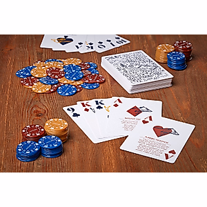 Joules Texas Hold'em Travel Poker Set in Keepsake Tin Includes Pack of 52 Waterproof Playing Cards and 120 Recycled Plastic Poker Chips