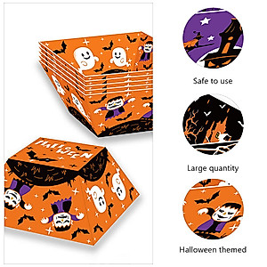 Cabilock 12pcs Halloween Paper Food Trays Paper Serving Bowls Snack Candy Tray Paper Food Serving Tray Paper Container Snack Packing Box for Hot Dogs Tacos Fries Nachos