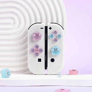 PERFECTSIGHT Cute D-Pad Button Caps Silicone Thumb Grips Set, ABXY Key Buttons Sticker Joystick Cover Caps Compatible with Nintendo Switch/OLED - Monster