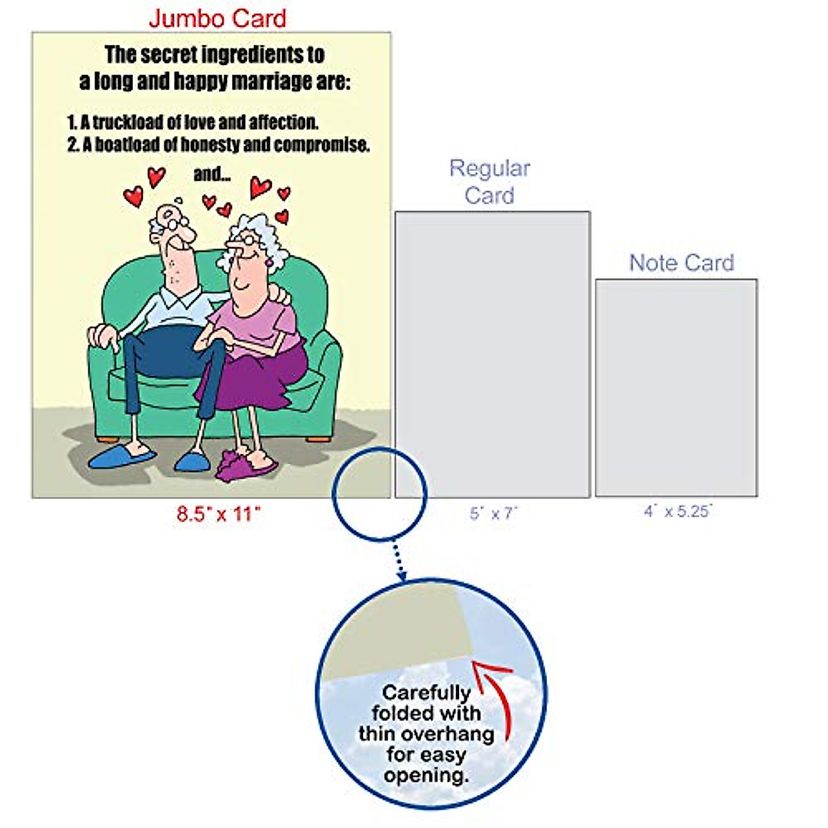 NobleWorks Jumbo Funny Anniversary Greeting Card 8.5 x 11 Inch with Envelope (1 Pack) Large Jumbo Couple, Husband, Wife, Parents Anniversary Congratulations Marriage Secrets J9780