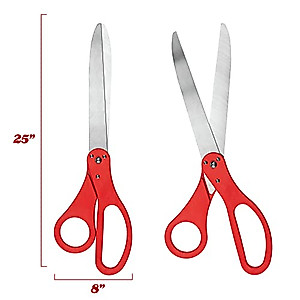 Deluxe Grand Opening Ribbon Cutting Ceremony Kit - 25" Giant Scissors with Red Satin Ribbon, Banner, Bows, Balloons & More