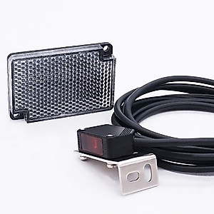 Twidec/ 0-2M Adjustable Indoor Wall Mounted Photoelectric Beam Sensor NPN (NO Or NC Switchable) photoelectric Sensor Switch Proximity Switch 2m line Cable Induction with Reflector Panel E3Z-R61-Z-G