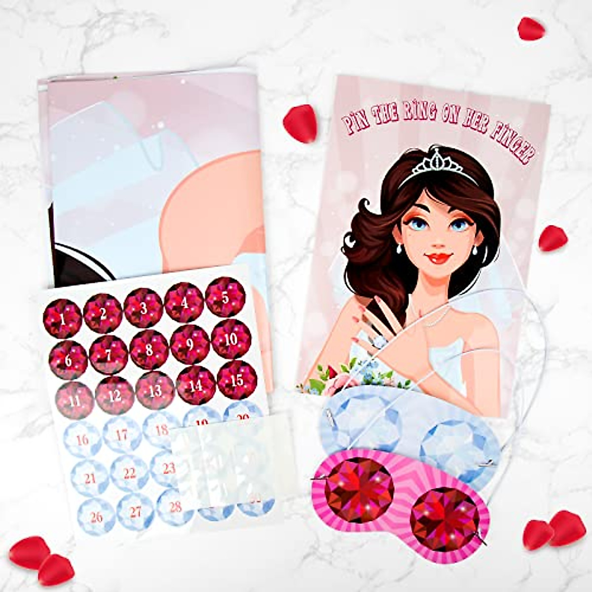 NEBURORA Pin The Ring On The Bride,Hen Party Bachelorette Party Bridal Shower Girls Night Game Bride to Be Pin Game Party Supplies