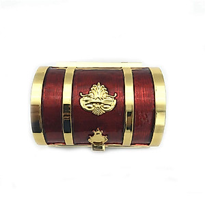 Truewon Large DND Metal Dice Box,Can accommodate 5 Sets (D4, D6, D8, 2*D10, D12, D20) Standard RPG Dice, Vintage Ring Jewelry Box, Pirate Treasure Chest, Watch Storage, Collectible Tray (Red)