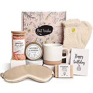 Birthday Gifts for Women Mom her Sister Grandma, Happy Birthday Bday Ideas Unique Relaxation Basket Gift Box Presents Set for Female Best Friend Woman Bestie Ladies Aunt, for Women Who Have Everything