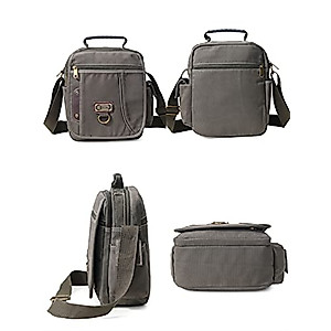 Sunsomen Men Purse Bag Shoulder Bag Small Canvas Crossbody Messenger Bag Side Bag Travel Bag Work Bag For Man (Khaki)