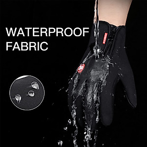 FOXLVDA Winter Warm Gloves for Men and Women, with Light Touchscreen Texting Fingers, Windproof and Waterproof Glove, for Outdoor Exercise, Cycling, Driving, Golf, Fishing (Black, X-Large)