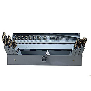 Shars 1/16-1/2", A-Z, #1-#60 HSS Heavy Duty Drill Grade Black & Gold Finish Jobber Drill 135° Point Angle 115 pcs Set 404-2929 L