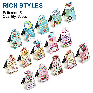 MWOOT 30Pcs Dessert Magnetic Bookmarks for Kids, Cute Magnet Book Markers Kit for Book Lovers, Creative Animal Magnetic Page Clips Accessories for Girls Boys Students Reading Lovers(15 Styles,4.5x3CM)