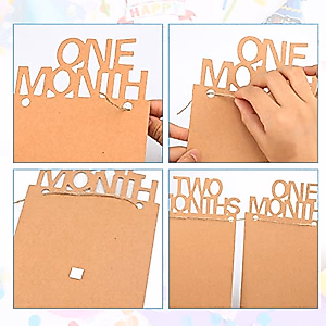 1st Birthday Baby Photo Banner for Newborn 12 Month Photo Prop,Kraft Photo Banner,First Birthday Decorations Boy or Girl Monthly Milestones Garland