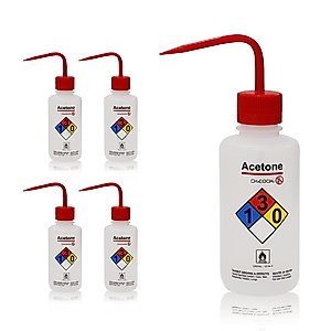 Utile 4pcs of Vol. 17oz (500ml) Acetone Wash Bottles, Narrow Mouth, Self-Venting Safety Squeeze Bottle, LDPE Material with PP Material Closure, 5511.0171.4