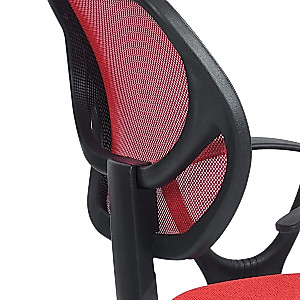 Geniqua Red Mesh Office Chair Ergonomic Back Support Mid-Back Home Computer Chair Swivel Adjustable Task Chair, for Home Office